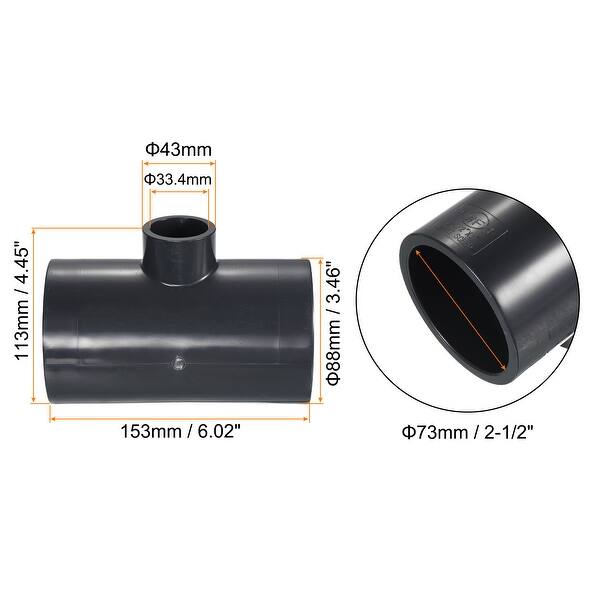 UPVC 2-1/2" to 1" Reducing Tee Pipe Fitting T Shape Socket Connector ...