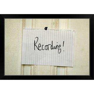 "Hand written Recording sign on a music studio door" Black Framed Print ...