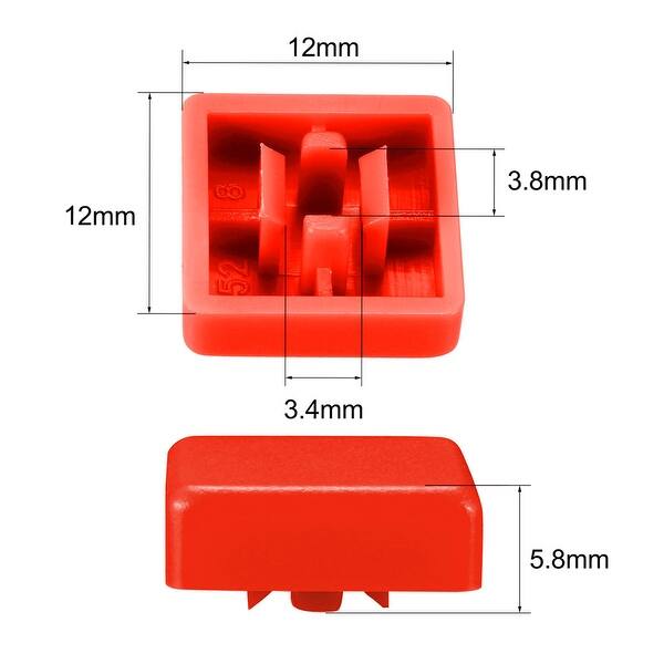 20Pcs 12x12mm Pushbutton Switch Caps Cover Red for 12x12x7.3mm Tact ...