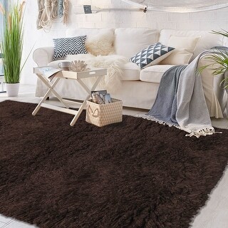 Hand Made Chocolate Shag Wool Modern & Contemporary Oriental Area Rug ...