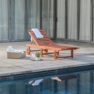 Outdoor Wood Folding Sunbathing Chaise Lounge - N/A - Bed Bath & Beyond ...