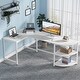 74 inch L-Shaped Computer Desk with Corner Shelf, Corner Desk - Bed ...