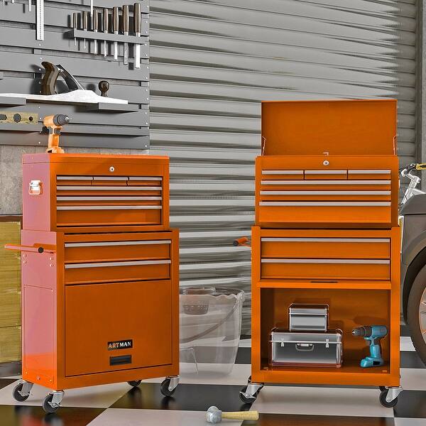 Steel 8-Drawer Rolling Tool Chest Cabinet 4-Wheeled Utility Tool Cart ...