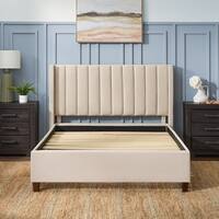 Queen Size Square Tufted Upholstered Platform Bed with 56" Tall ...