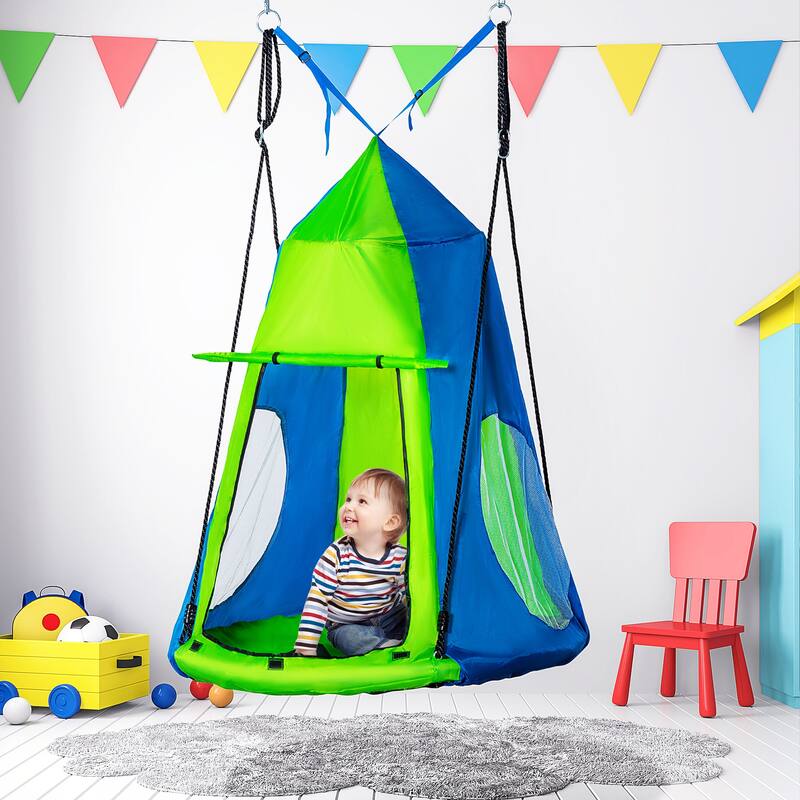 Outsunny Kids Pod Swing, Waterproof Flat/Tent Chair Seat, Ventilating ...