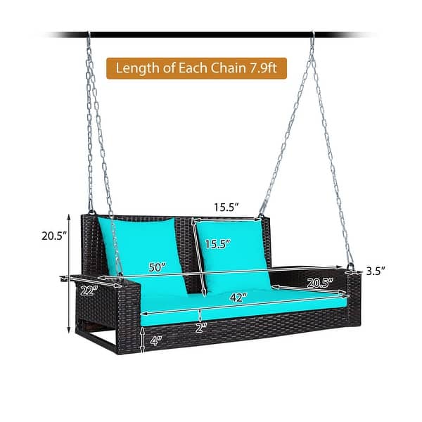 2 Person Wicker Hanging Porch Swing Outdoor Rattan Swing Bench - Bed ...