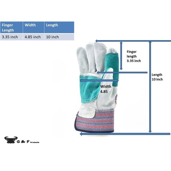 G & F Premium Suede Double Palm & INDEX Finger Work Gloves, Large, 5 ...