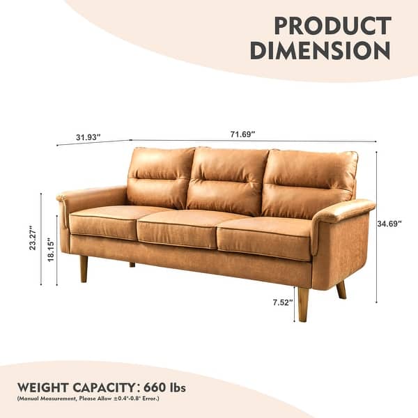 HOOOWOOO Living Room Furniture 71" Modern Upholstered Fabric 3-Seater ...