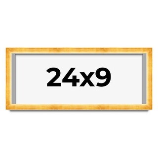 24x9 Shadow Box Frame Gold | 1.625 Inches Deep Real Wood Traditional ...