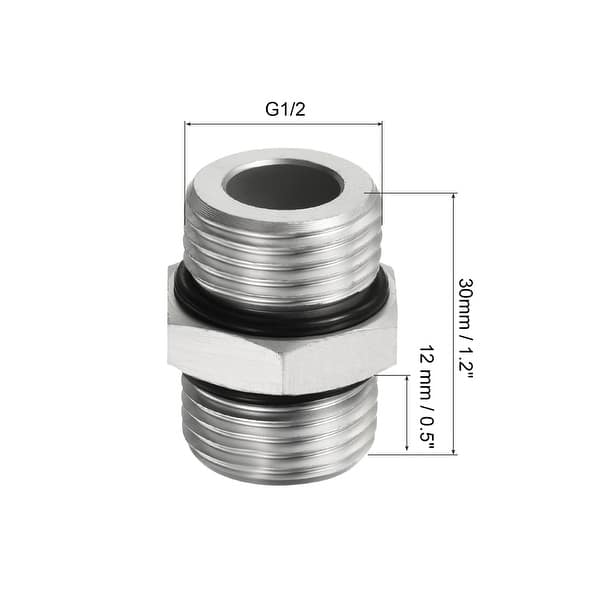 G1/2 x G1/2 Male Thread Pipe Adapter Fittings Hex Nipple Silver Tone ...