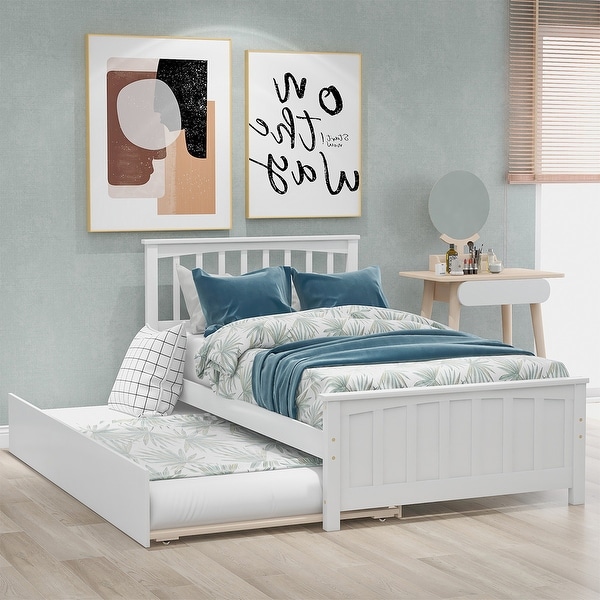 Merax Twin size Platform Bed with a Trundle On Sale Bed Bath Beyond 32091214