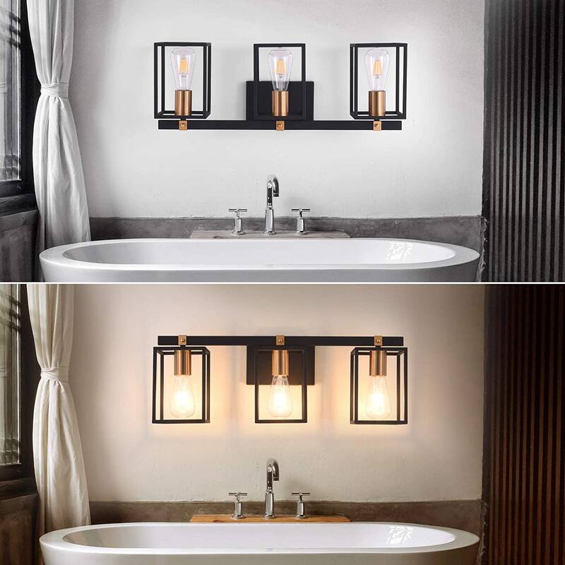 3 light black vanity wall light fixture farm huose - Overstock - 34506108