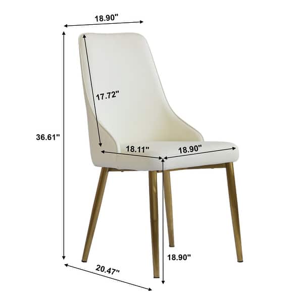 Modern Set of 2 Beige Upholstered Faux Leather High Back Chair For ...