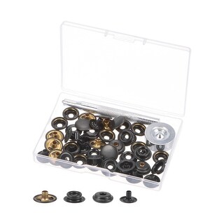 12 Sets Snap Fasteners Kit Copper with Setter Tools for Clothing Black ...