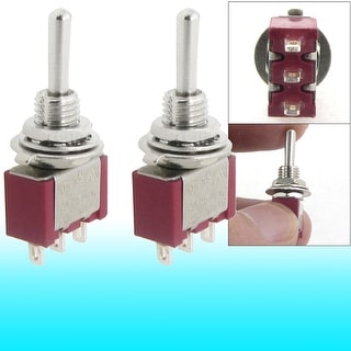 2Pcs AC 250V 2A 120V 5A SPDT On/Off/On 3Pins Momentary Toggle Switch - Sliver tone,Red - Bed ...