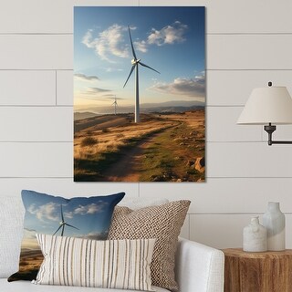 Designart "Wind Turbines Track Minimalist Motion III" Wind Turbines ...