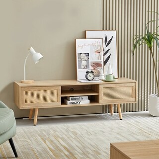 TV Console cabinet With Double Sliding Doors And Adjustable Shelf - Bed ...