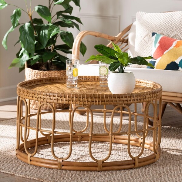 Phoenix Modern Bohemian Light Honey Rattan Coffee Table On Sale Bed Bath Beyond 39921384