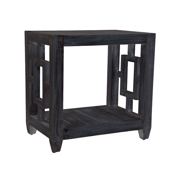 Black Solid Wood Rectangular Side Table With Shelf by East at Main ...