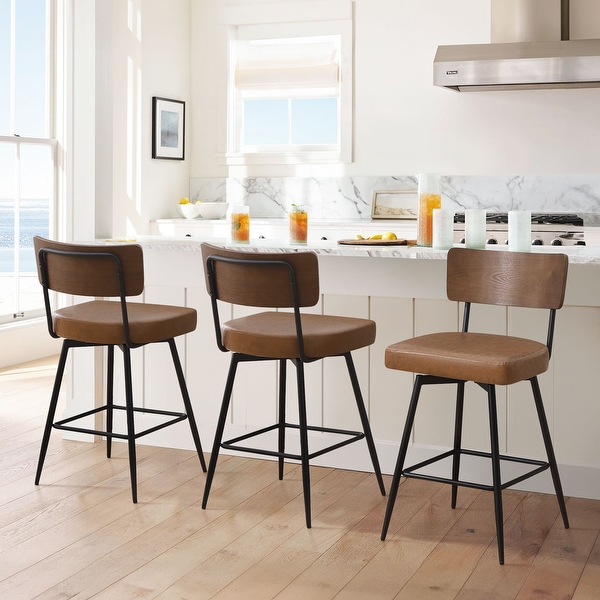 26 29 Faux Leather Swivel Counter Bar Stools Set of 2 3 On Sale Bed Bath Beyond 41963836