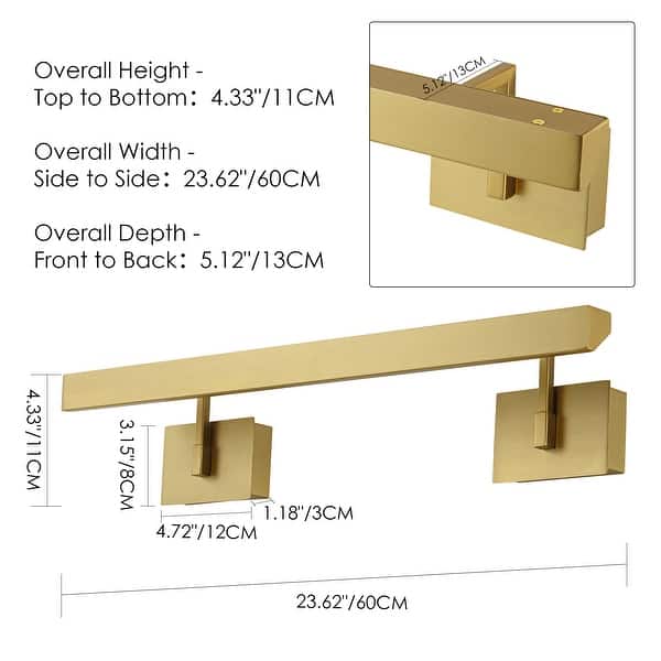 23.6 in. Modern Aluminum Linear Cylinder Strip Wall Light Dimmable ...