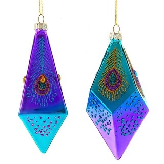 Pack of 6 Blue and Purple Peacock Finial Christmas Ornaments 5.5" - Bed ...