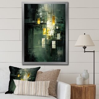Designart "Sudden Serenity Abstract Retro Emerald And Gold" Abstract ...