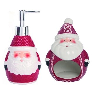 Transpac Dolomite 7 in. Red Christmas Santa Sponge Holder with Snowman ...