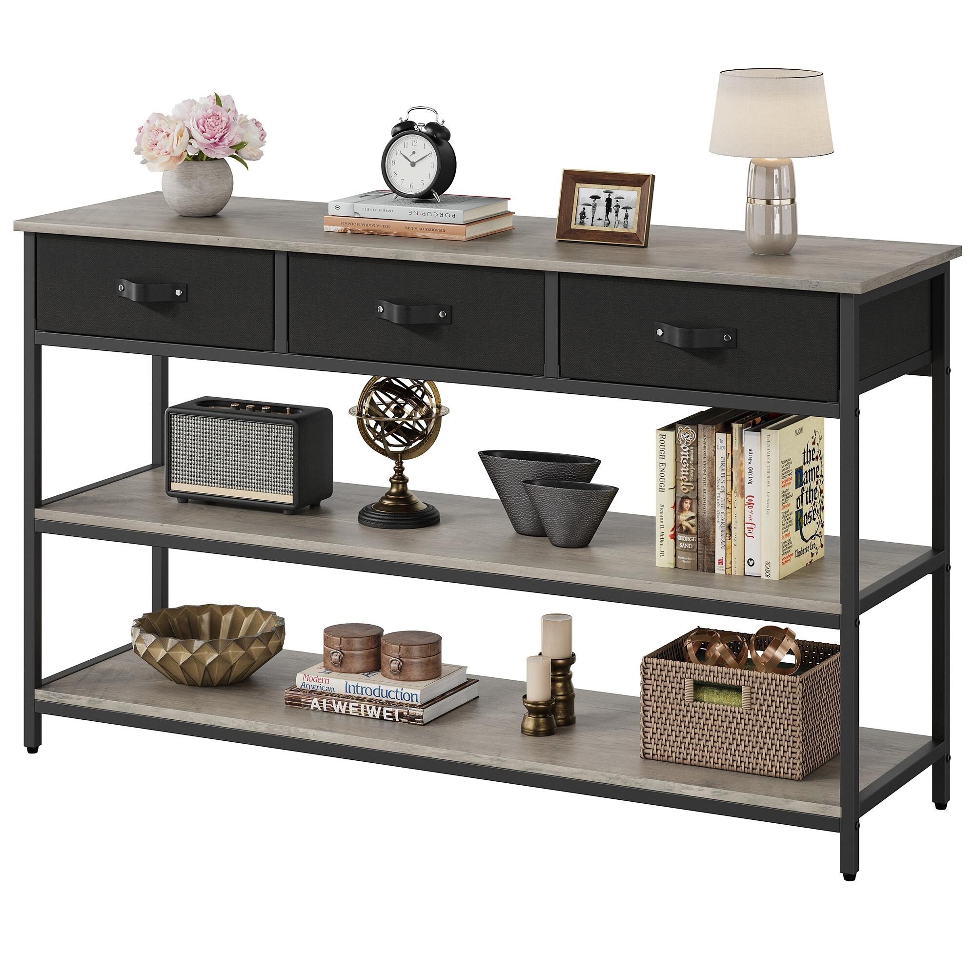 Industrial Console Table for Entryway, 55.1" Narrow Entryway Table with ...