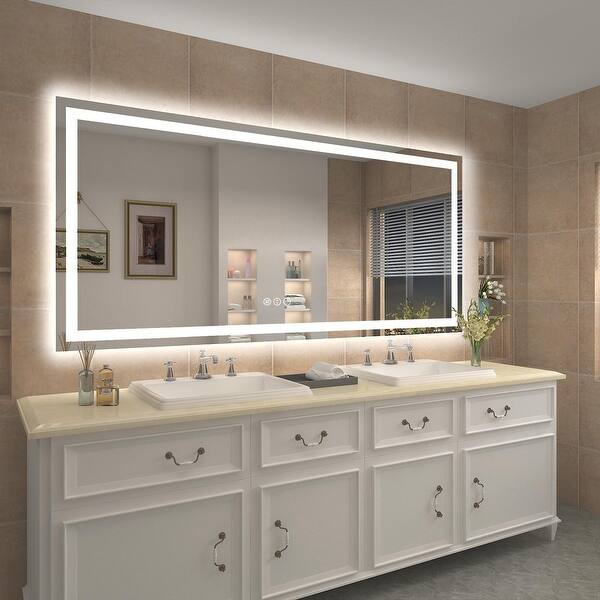 Apmir Super Bright Front and Back LED Lighted Anti-Fog Wall Bathroom ...