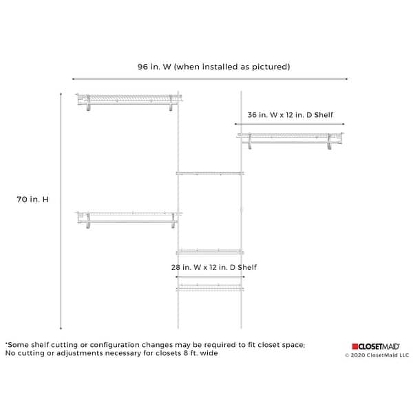 ClosetMaid SuperSlide Fixed Mount 60-96 Inch Wire Closet Organizer ...