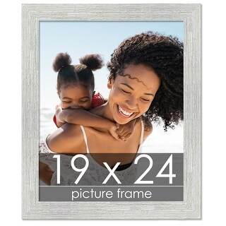 19x24 Distressed/Aged White Washed Complete Wood Picture Frame with UV ...