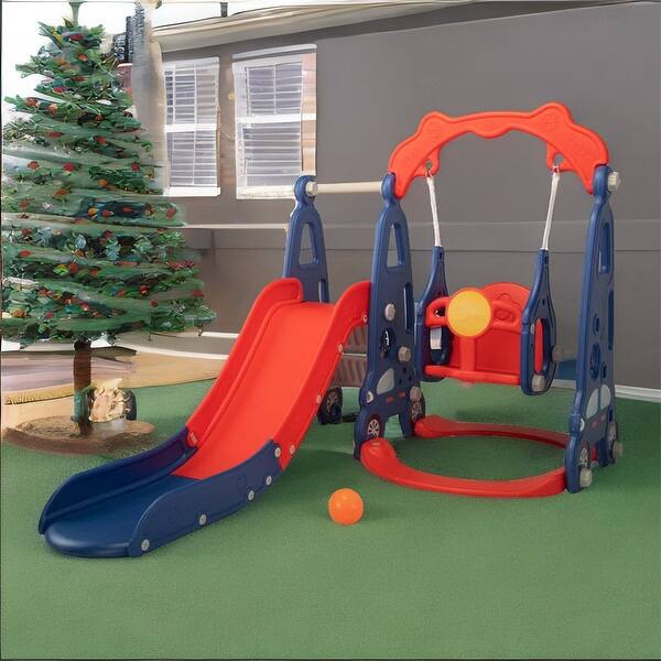 3 In 1 Kids Slide with Basketball Hoop and Swing - N/A - Bed Bath ...