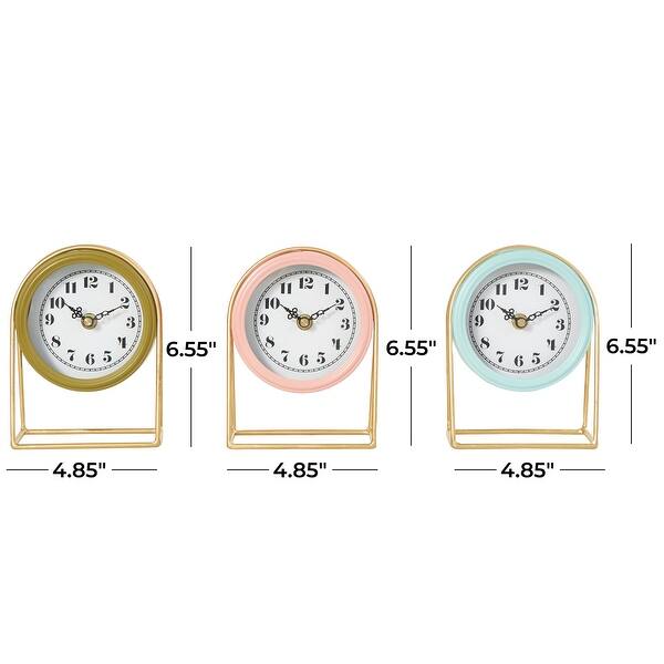 Multi Colored Metal Pastel Decorative Clock with Gold Frames (Set of 3 ...