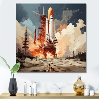 Designart "Modern Space Shuttle Launch" Rocketship Wall Art - Bed Bath ...