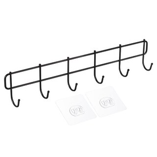 Wall Hooks Rack, No Drilling Wall Mounted with 6 Hooks Stickers Hanger ...