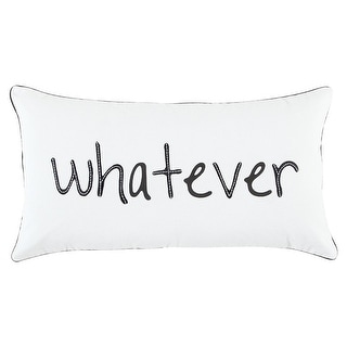 Black and White Whatever Embroidered Lumbar Pillow - Bed Bath & Beyond ...