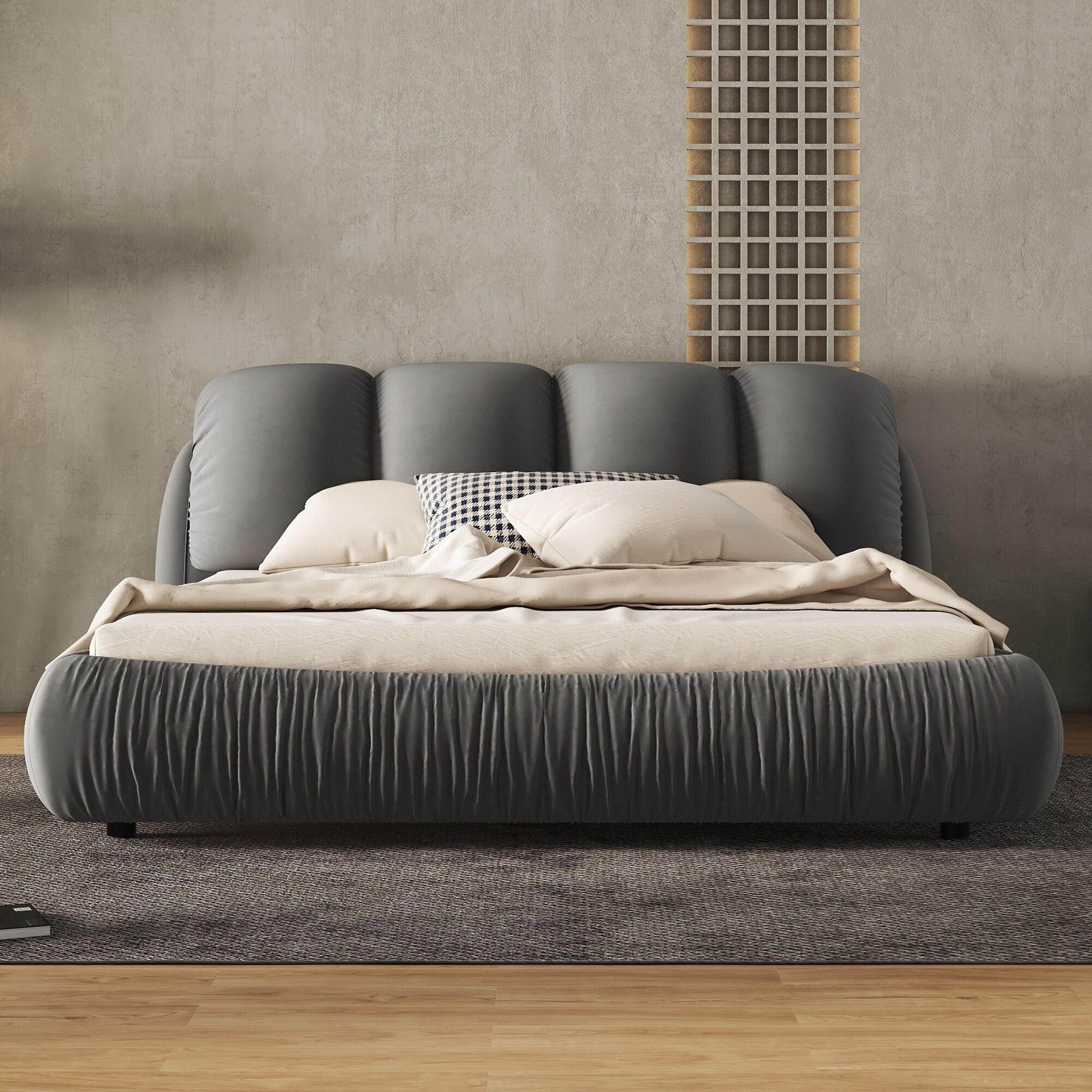 Modern sleep wellesley upholstered platform bed headboard and metal frame with wood slat support store