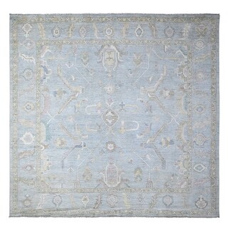 Shahbanu Rugs Cornflower Blue Square Afghan Oushak Vegetable Dyes with ...