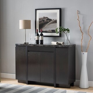 Four-Door Faux Marble Storage Cabinet with Six Shelves for Home Use ...