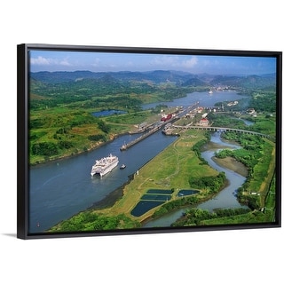 "Aerial view of the Panama Canal" Black Float Frame Canvas Art - Bed ...