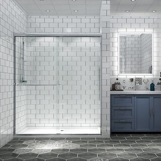 60 in. W x 70 in. H Traditional Sliding Shower Door in Chrome with ...