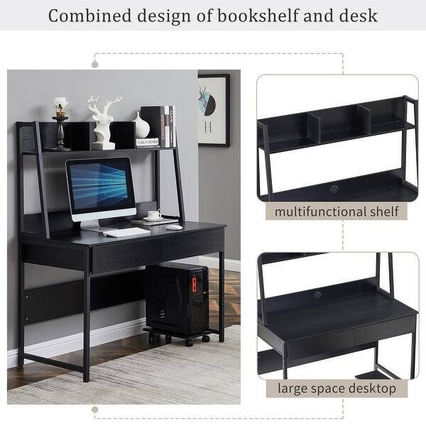 Black Computer Desk with Hutch and Bookshelf - Bed Bath & Beyond - 34997315