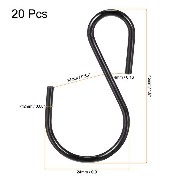 20pcs S Hooks 1.8 x 0.9 Inch Indoor Outdoor S Shaped Hanger Black - Bed ...