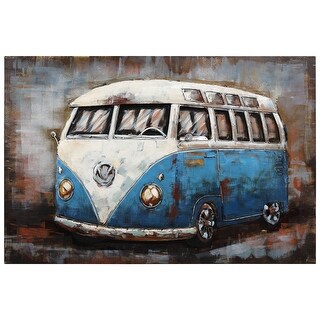 "Blue bus" Mixed Media Iron Hand Painted Dimensional Wall Art - Bed ...