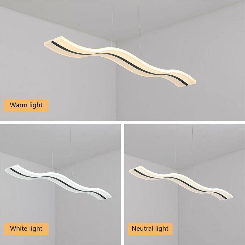 Modern LED Linear Wave Pendant Lamp Hanging Chandelier Island Light ...