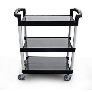 250-Pound Plastic 3-Tier Utility Bus Cart with Locking Casters, 32" x ...