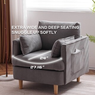 Upholstered Reading Chair Single Sofa Casual Club Chair with Solid ...