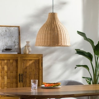 Jerry Bohemian Rattan Ceiling Pendant Light - 76"H x 20"W x 20"D - Bed ...