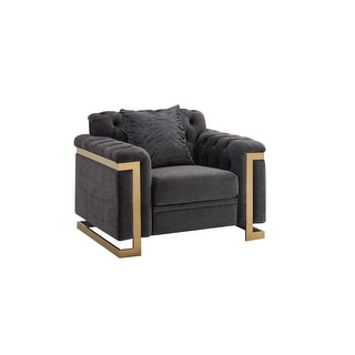 Riya Modern Gray Arm Chair with Gold Accents - Bed Bath & Beyond - 42649863